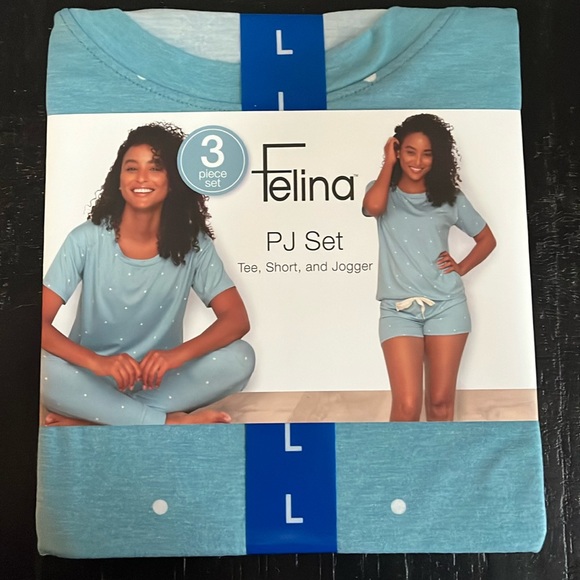 Felina | Intimates & Sleepwear | Felina 3 Piece Pj Set Blue L | Poshmark